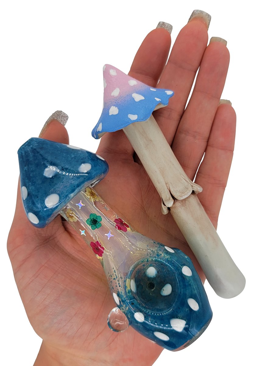 Blue Mushie Pipe & Mush-Stash Tube | Kira's Craft