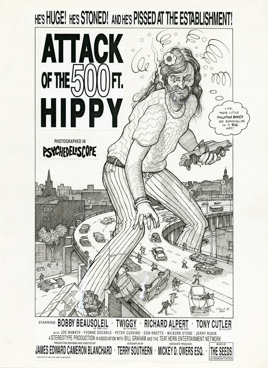ATTACK OF THE 500 FT. HIPPY ink original | Jim Blanchard Art