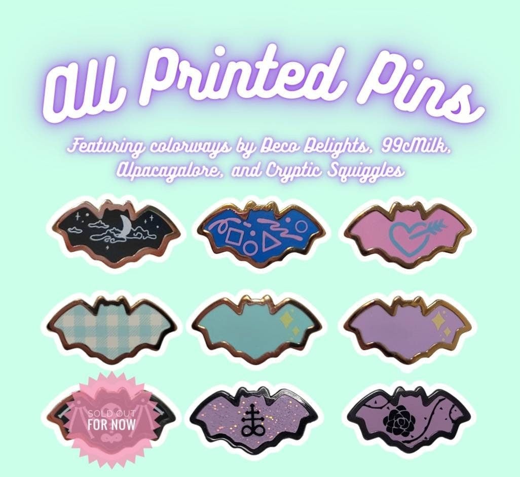 Itty Bitty Batty Enamel Pins - PRINTED Hard Enamel Pins | Midnight Springs