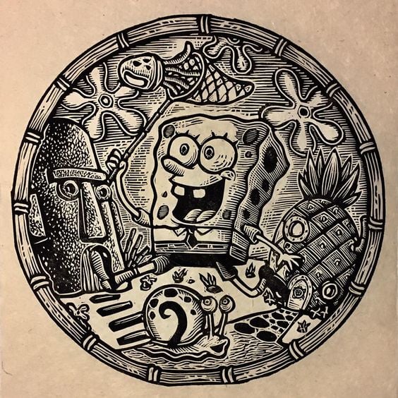 Spongebob Block Print | Brian Reedy