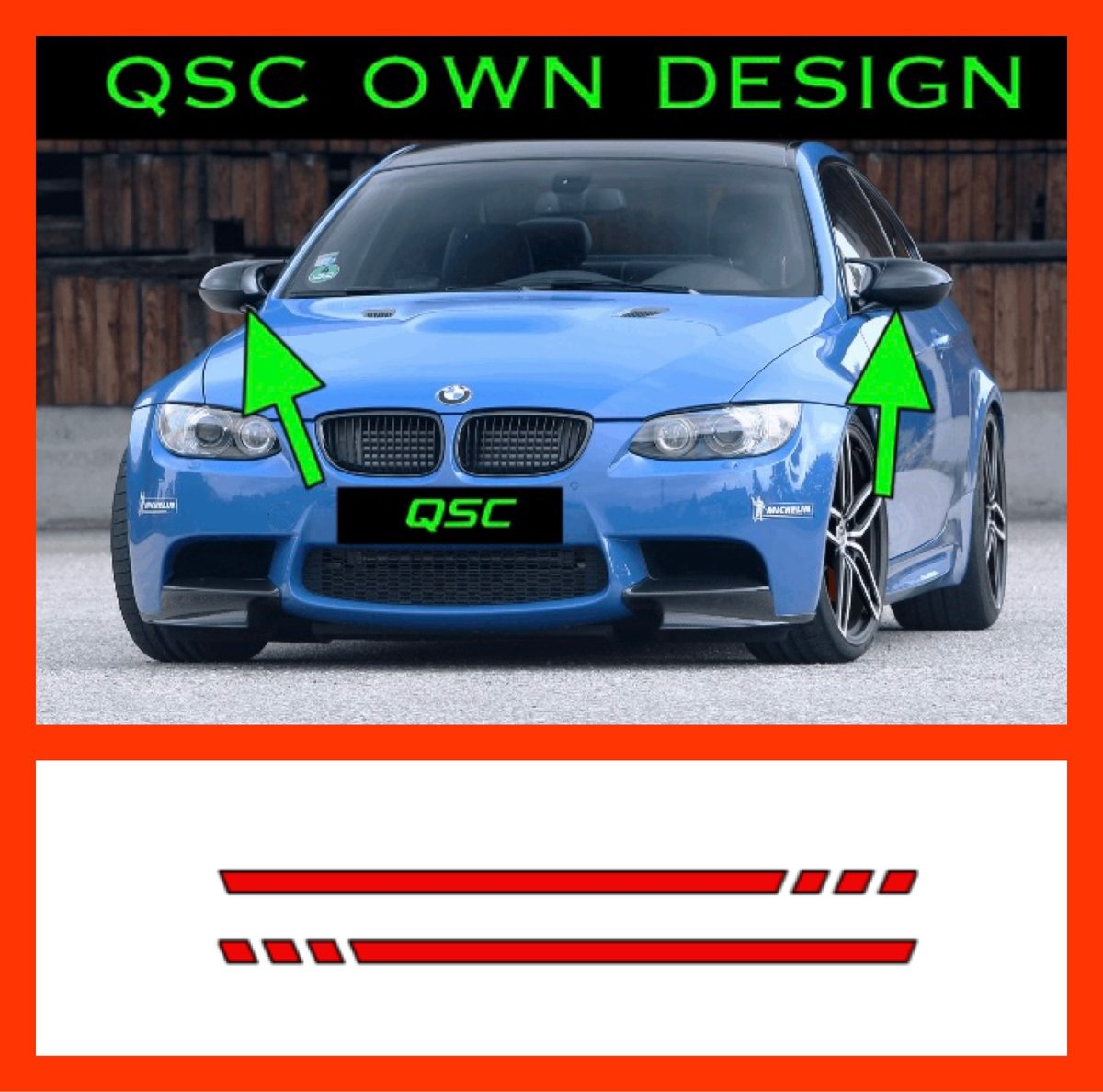 X2 BMW E90/E92 M3 wing mirror stripe sticker | QsCustom