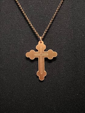 Solid Copper Orthodox Cross Necklace | Copper Cross Metalweaving