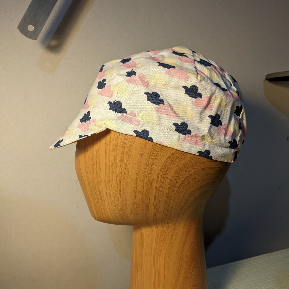 Cotton cycling cap - clouds navy and pink | Johnson Stitchworks