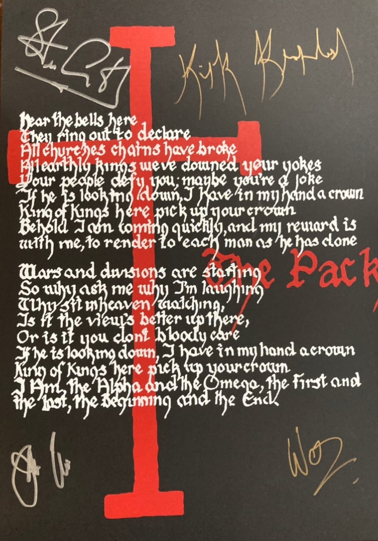 The Pack Lyrics Signed Poster | kirkbrandondotcom