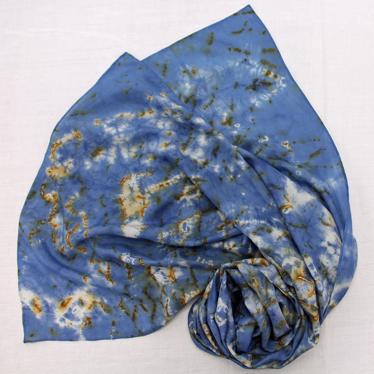Meandering - Rust and Indigo Silk Scarf | morgenbardati