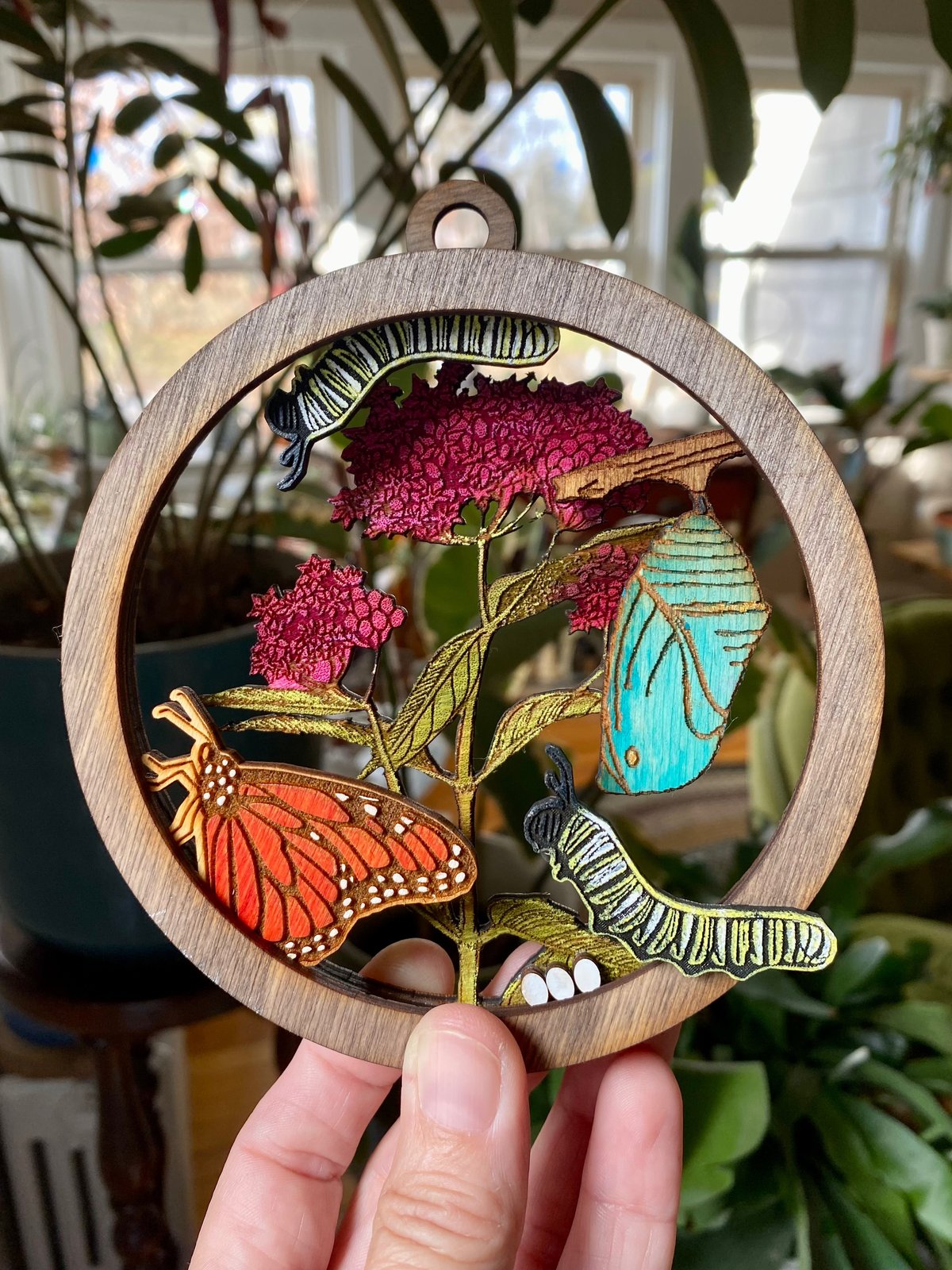 Layered Wood Wall Decor - 6" Monarch Life Cycle | Peony & Bee