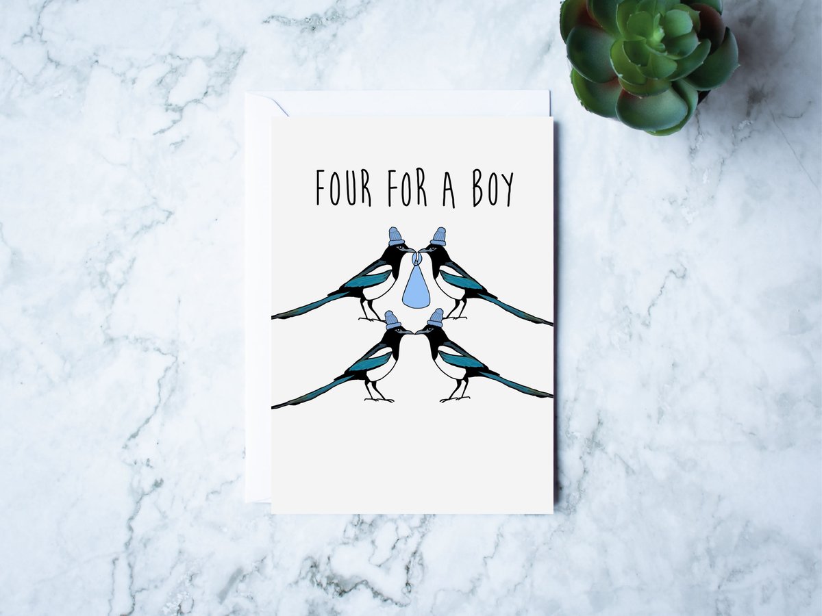 Four for a Boy - Baby Boy Card | Fingerdoodles