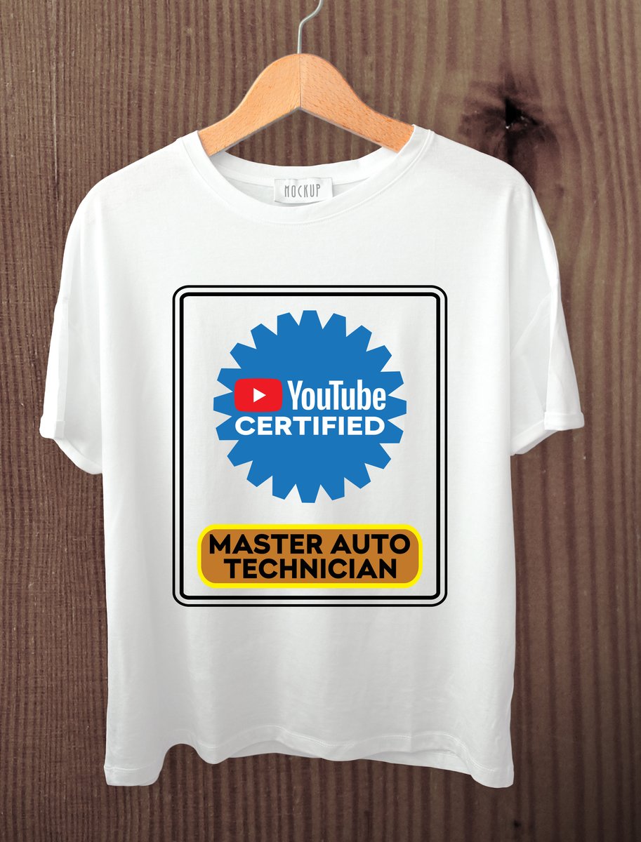 White YouTube Certified Master Auto Technician Tshirt | VK Motorsports