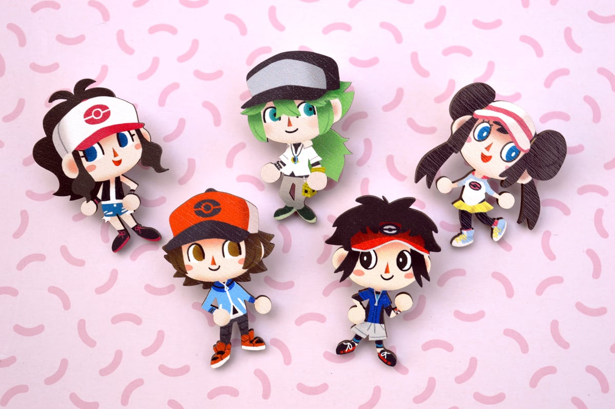Pokemon Trainer Wooden Pins | jordydraws