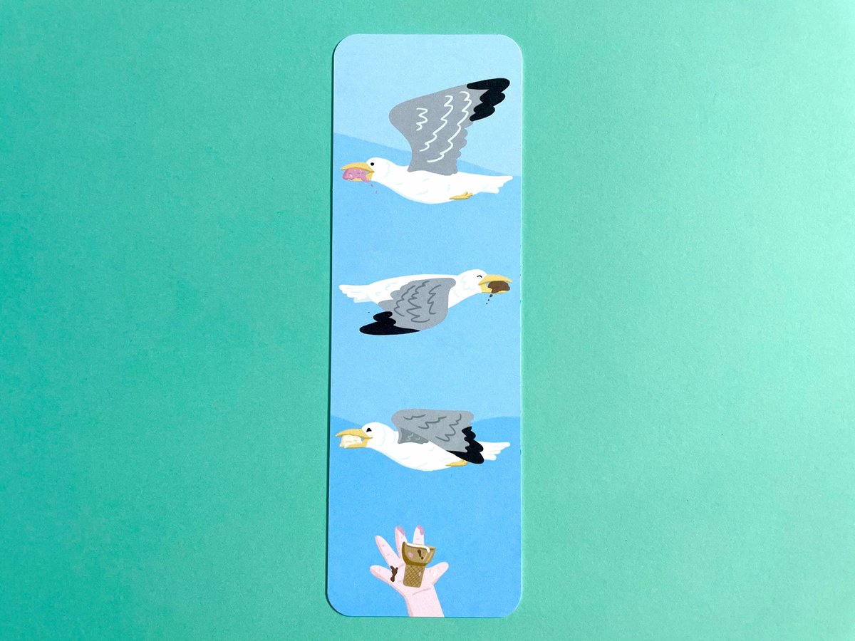 Ice cream stealing seagull bookmark | 2Birds1Pencil