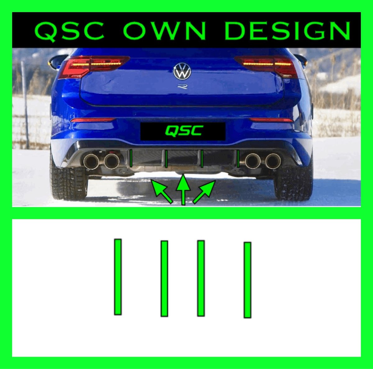 X4 Mk8 Golf R Diffuser Strip stickers | QsCustom