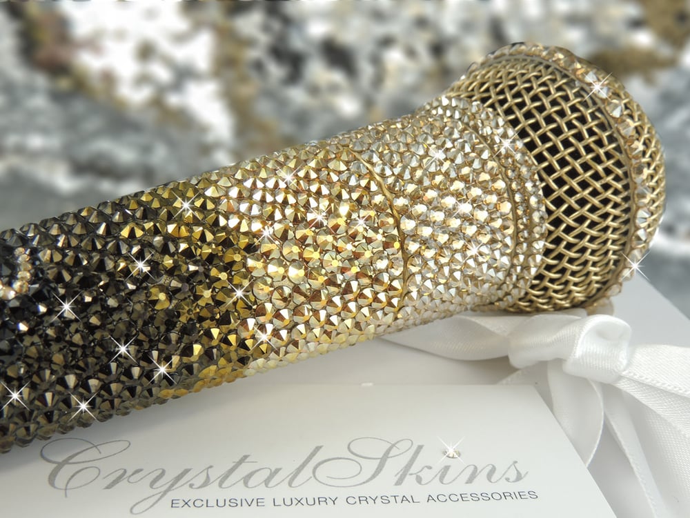 Custom gold ombre Swarovski® crystal bedazzled microphone | Crystalskins