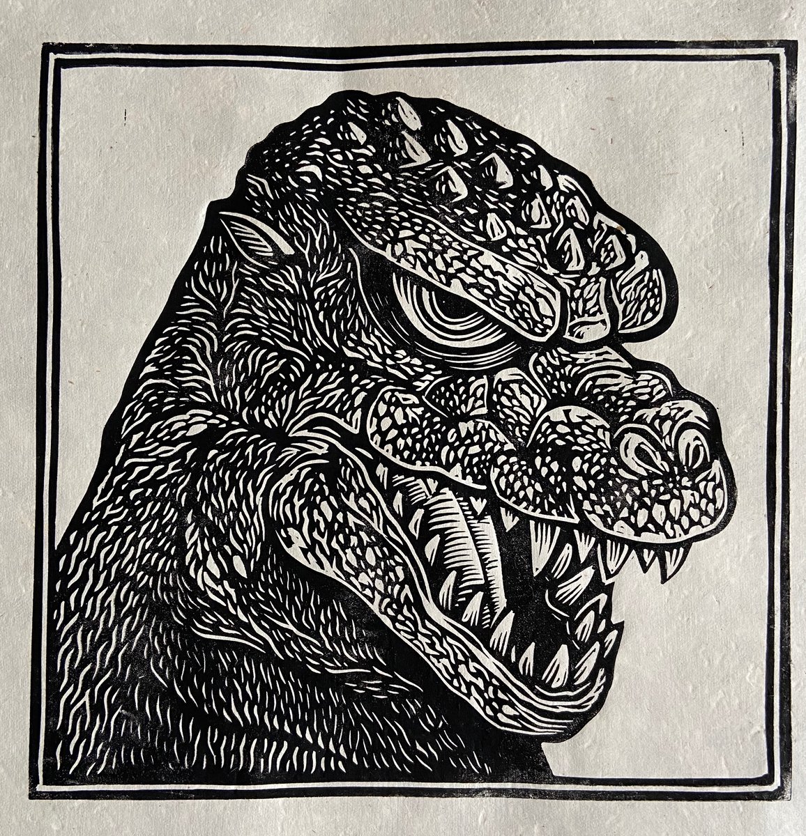 Godzilla Portrait Block Print | Brian Reedy