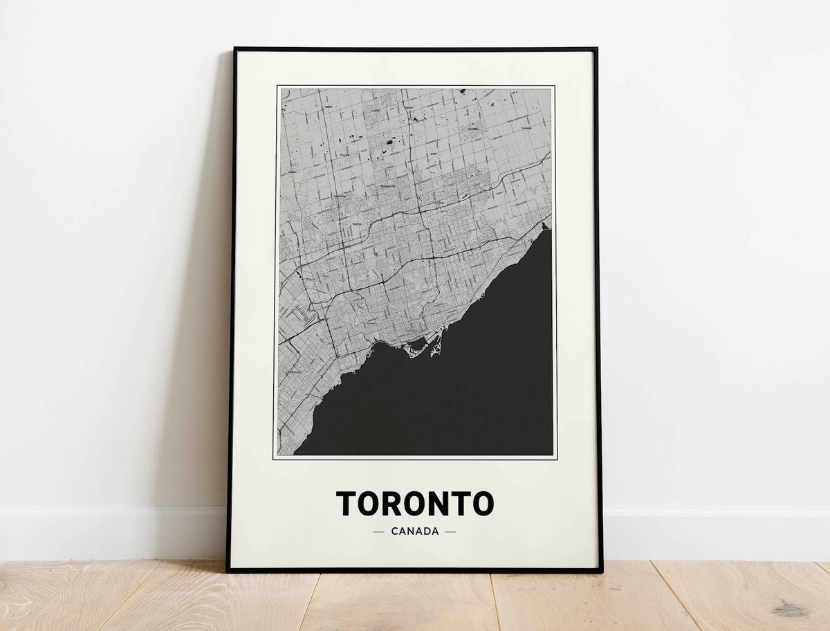 Toronto Map - Modern Black and White Canada City Map Poster | Architeg ...