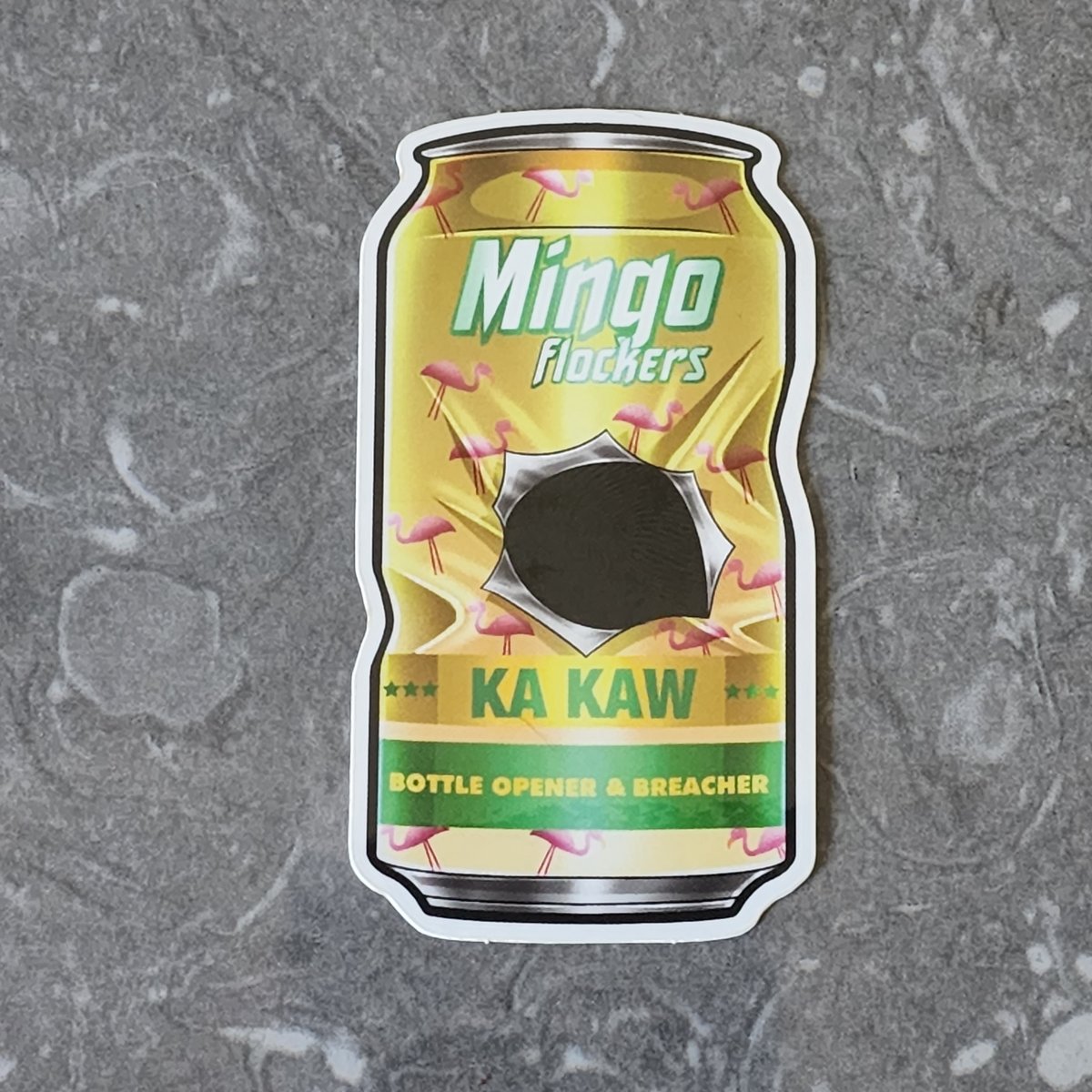 Yellow Mingo Flockers Can Sticker | Mingo Flockers