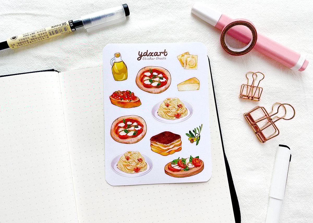 Italian Food Sticker Sheet | ydxart