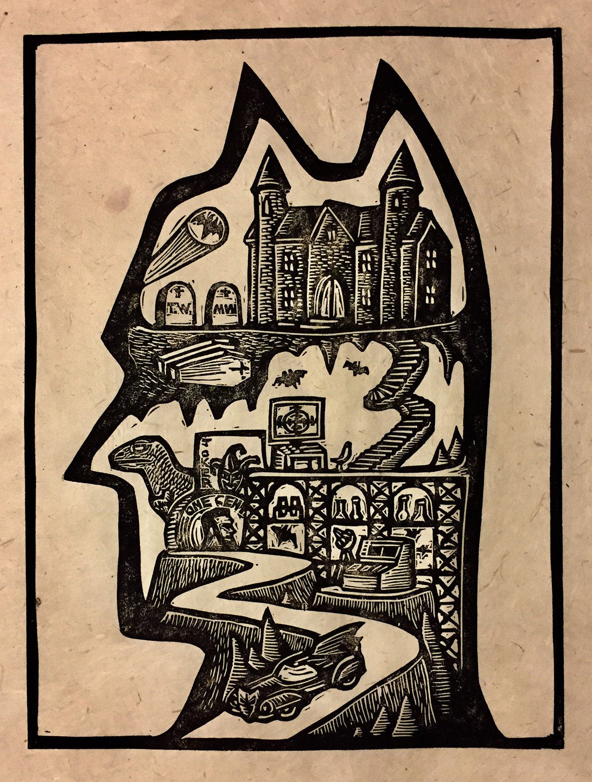 Wayne Manor Block Print | Brian Reedy