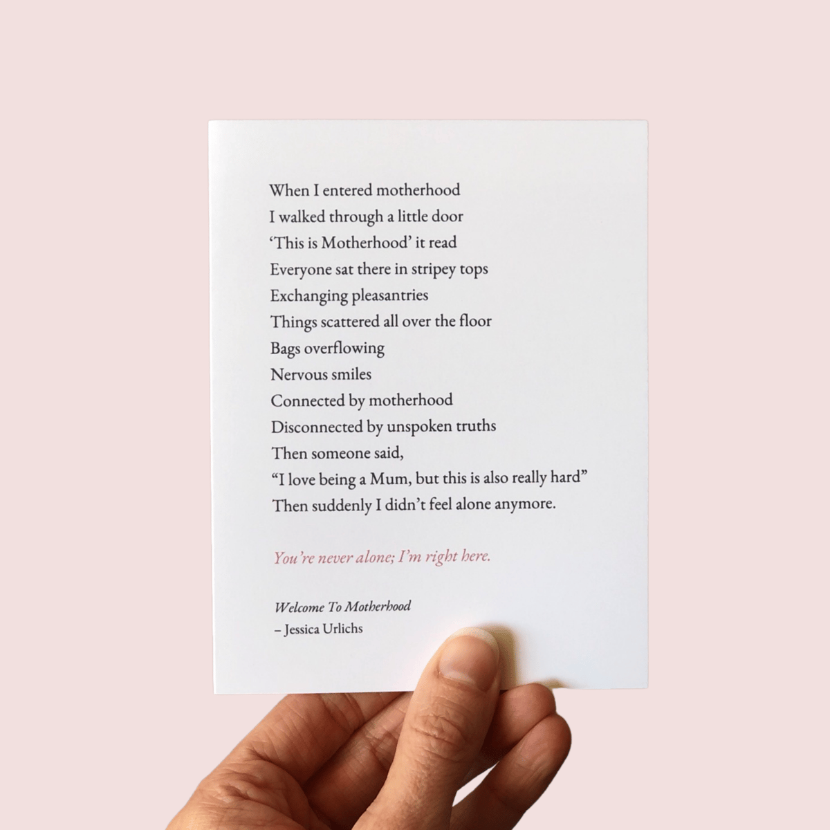 'Welcome To Motherhood' Card | Jessica Urlichs