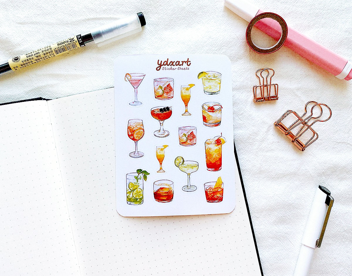 Cocktails Sticker Sheet | ydxart