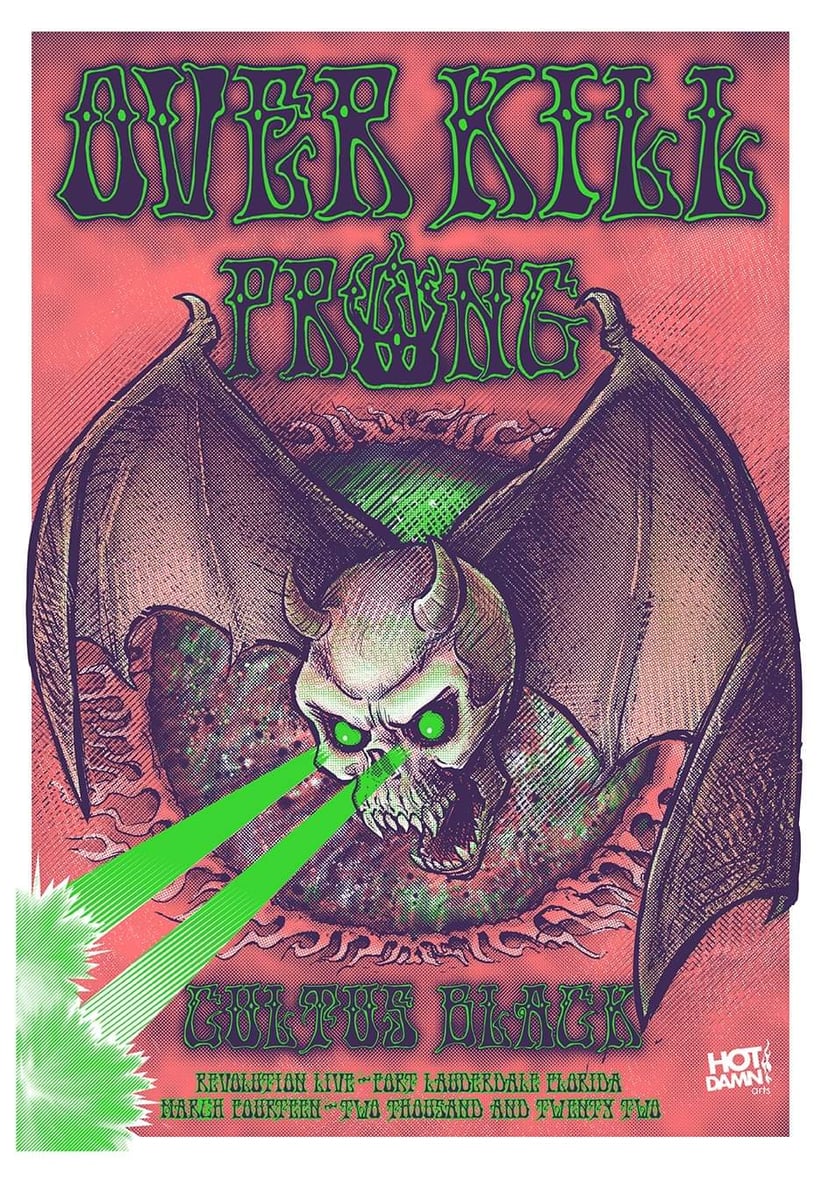 OVERKILL & PRONG GIG POSTER 2022 Ft. Lauderdale | Hot Damn Arts