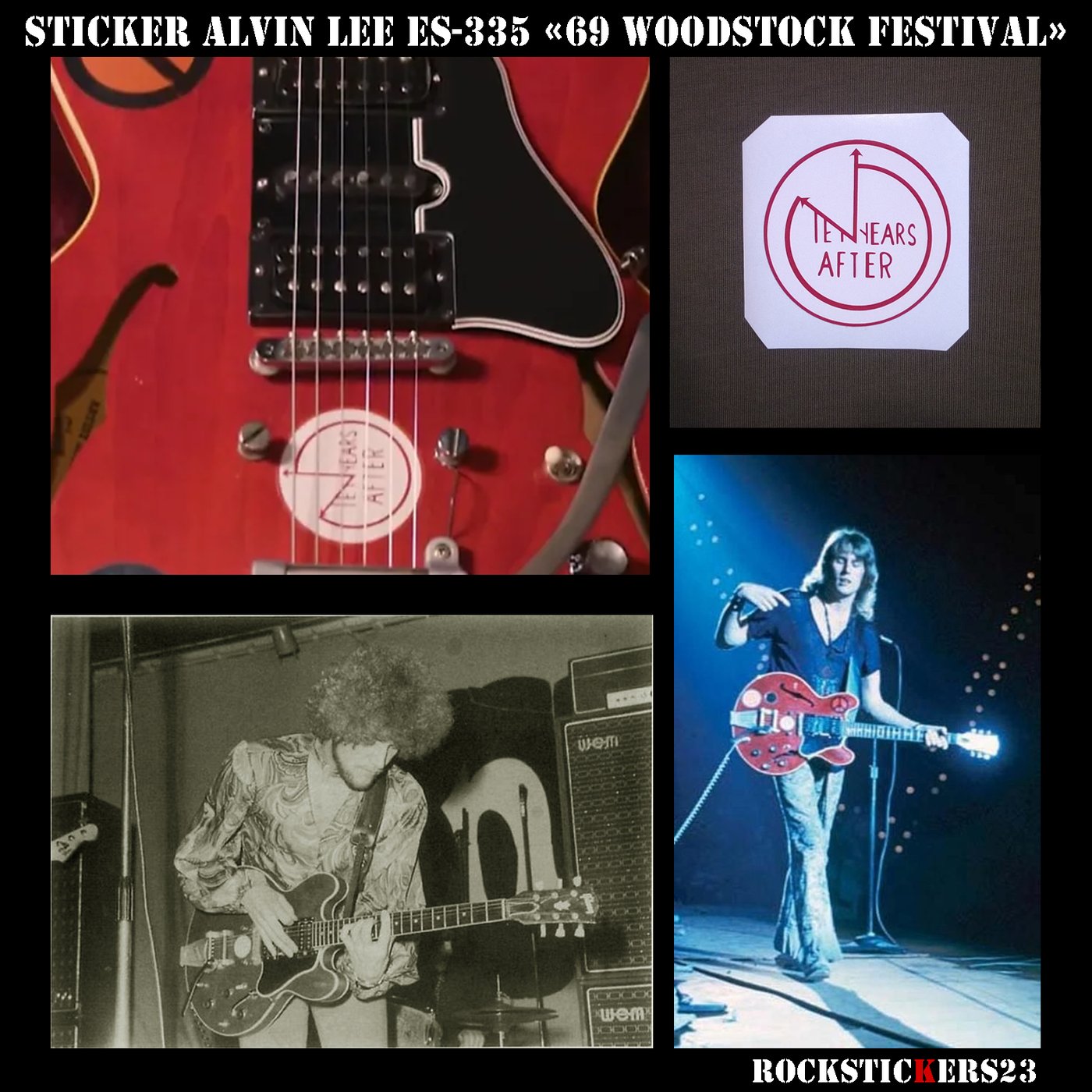 Alvin Lee guitar stickers Ten Years After Gibson Big Red ES-335 Custom ...