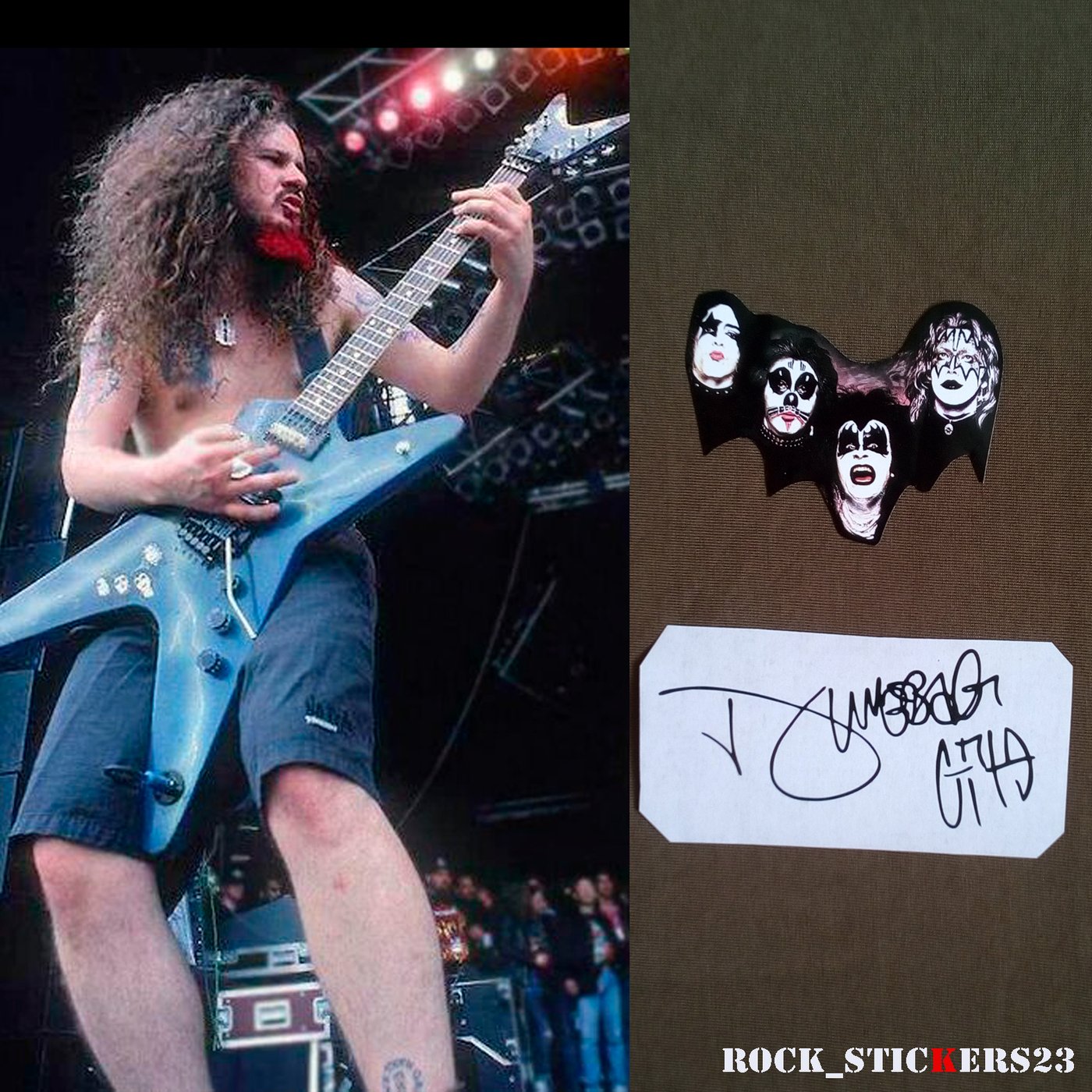 Dimebag Darrell's stickers Kiss band Dean from Hell signature guitar ...