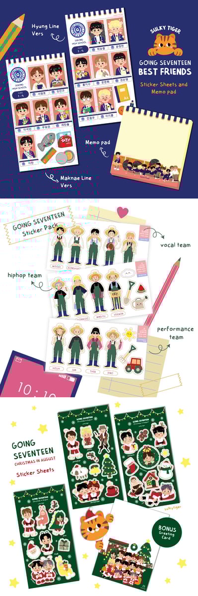 GOING SEVENTEEN STICKER & MEMO PAD | sulkytiger