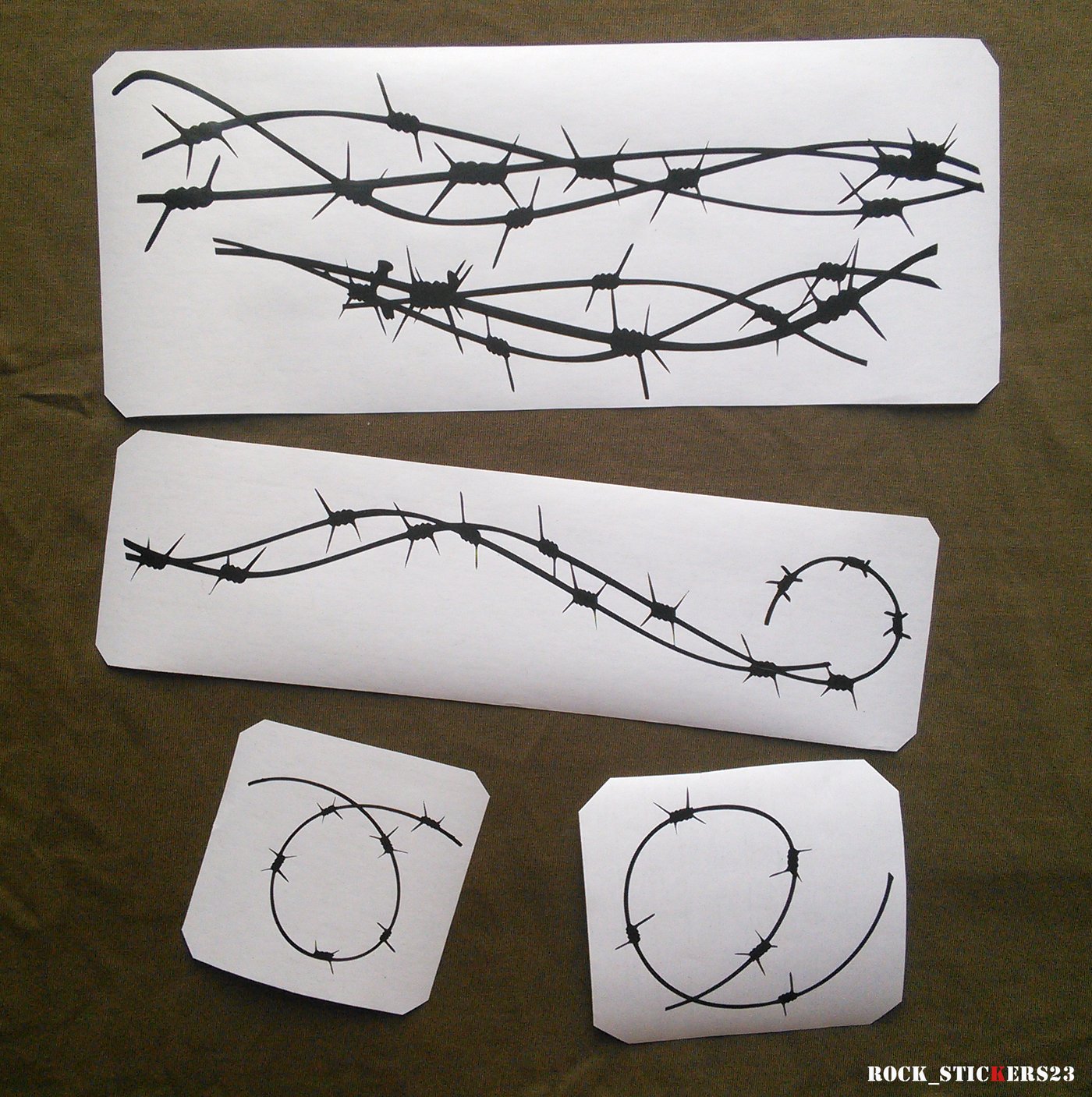 Barb wire guitar body stickers vinyl decal set 4. For any guitars ...