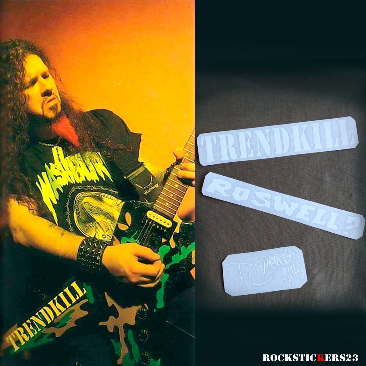 Dimebag Darrell guitar stickers Trendkill, Roswell Washburn Dime ...