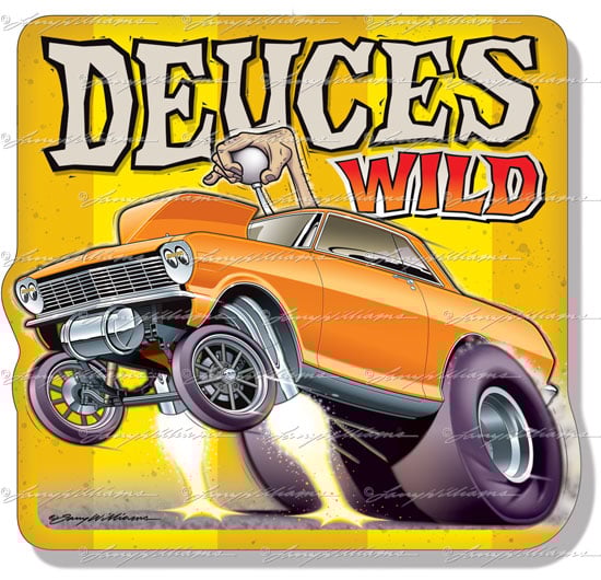 "Deuces Wild" Sticker / Williams Graphics / Larry Williams Design