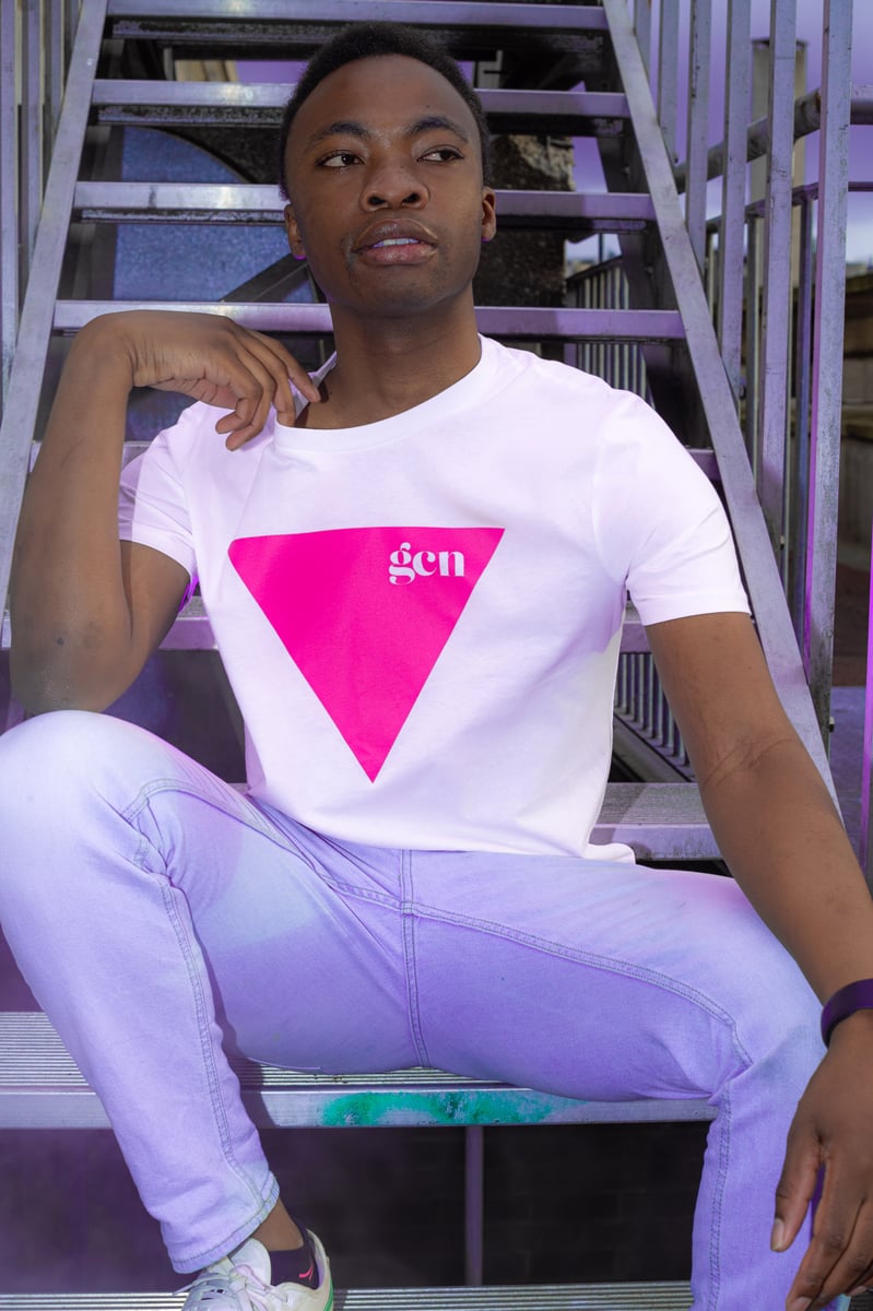 PINK TRIANGLE T-shirt (White) | GCN shop