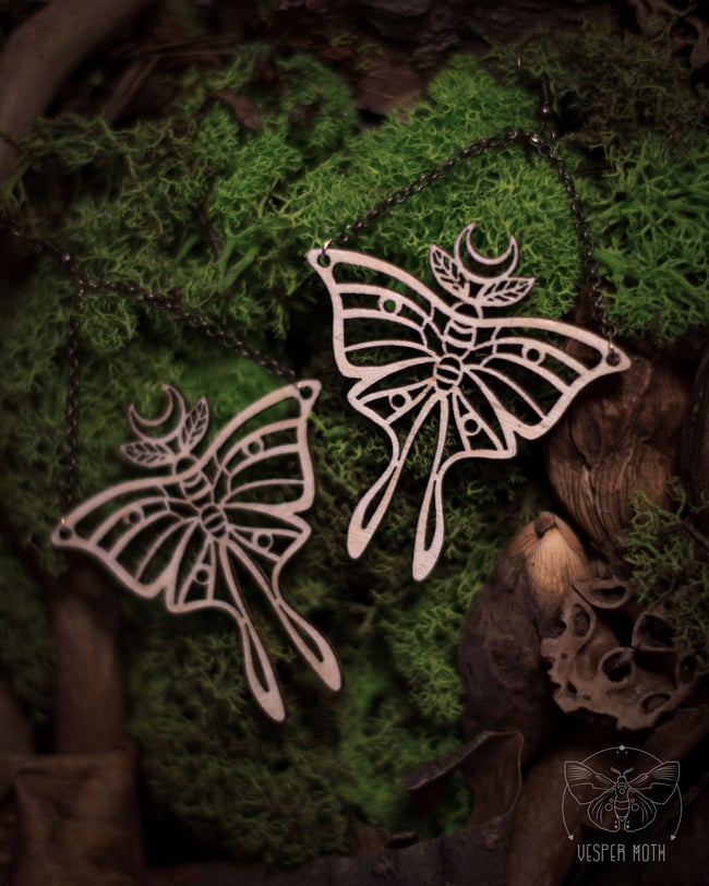 Luna Moth Earrings - wood | Vesper Moth