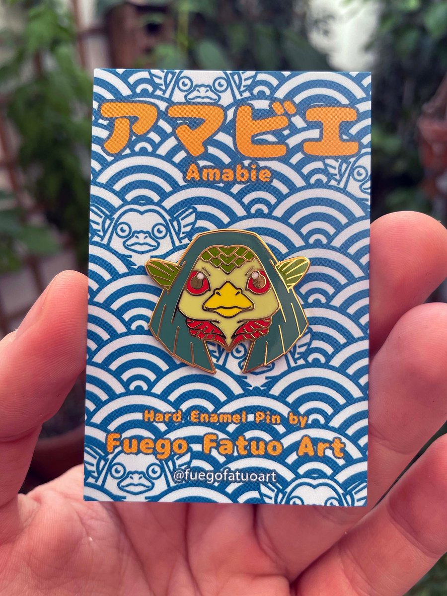 Amabie Hard Enamel Pin - Japanese Yokai | Fuego Fatuo Art