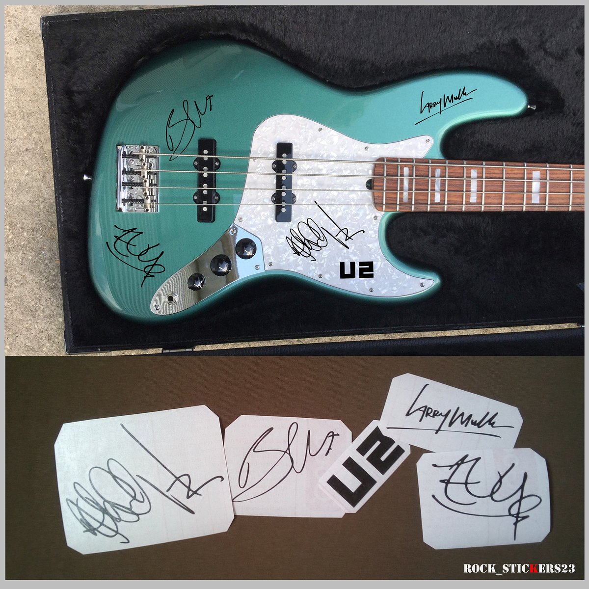 U2 autographs stickers vinyl Bono, The Edge, Adam Clayton,Larry Mullen ...
