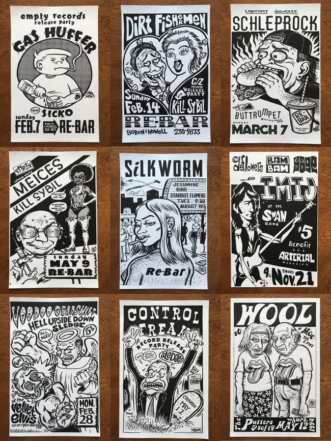 Signed Set of 9 Early 90s Seattle Xerox Concert Posters | Prints and ...