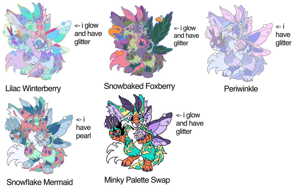 Snowflake Foxberry Fursona Pin #1257 Variants batch 1 | Dragon Design