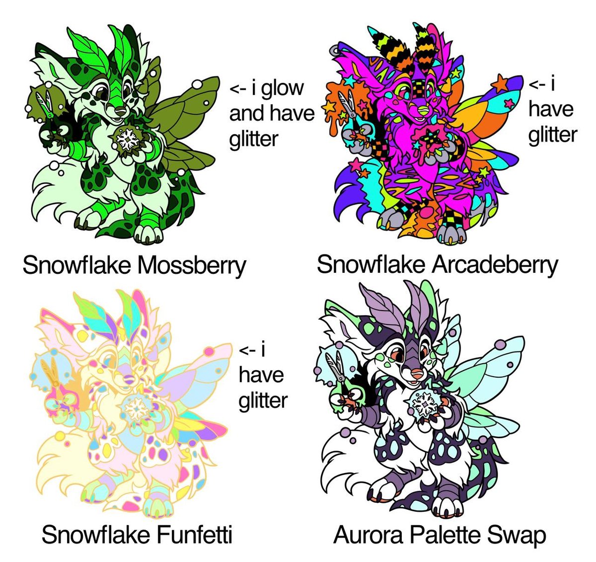 Snowflake Foxberry Fursona Pin #1257 Variants batch 2 | Dragon Design