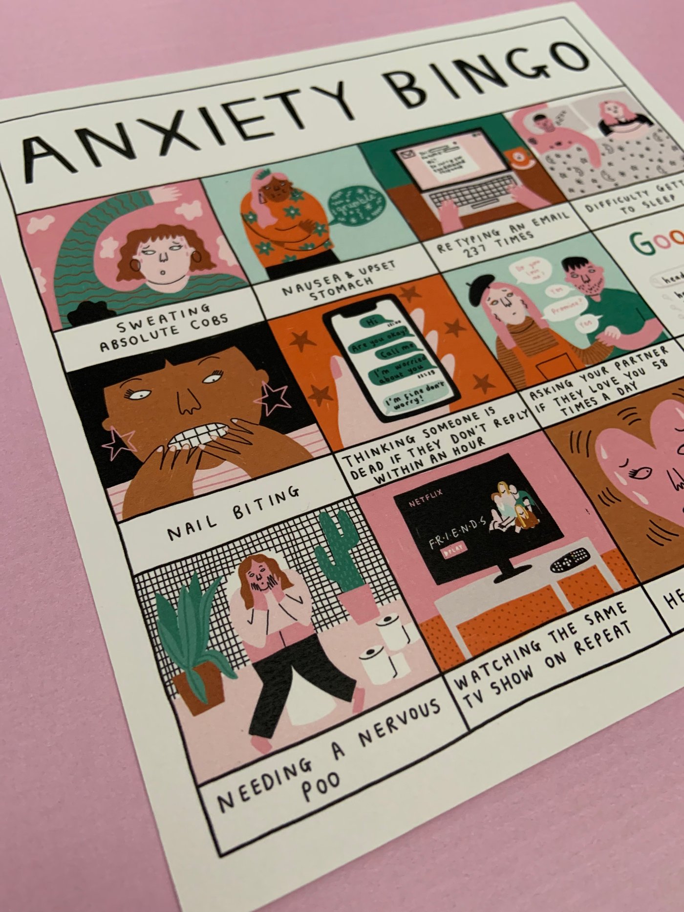 Anxiety Bingo Print | Ellastrated