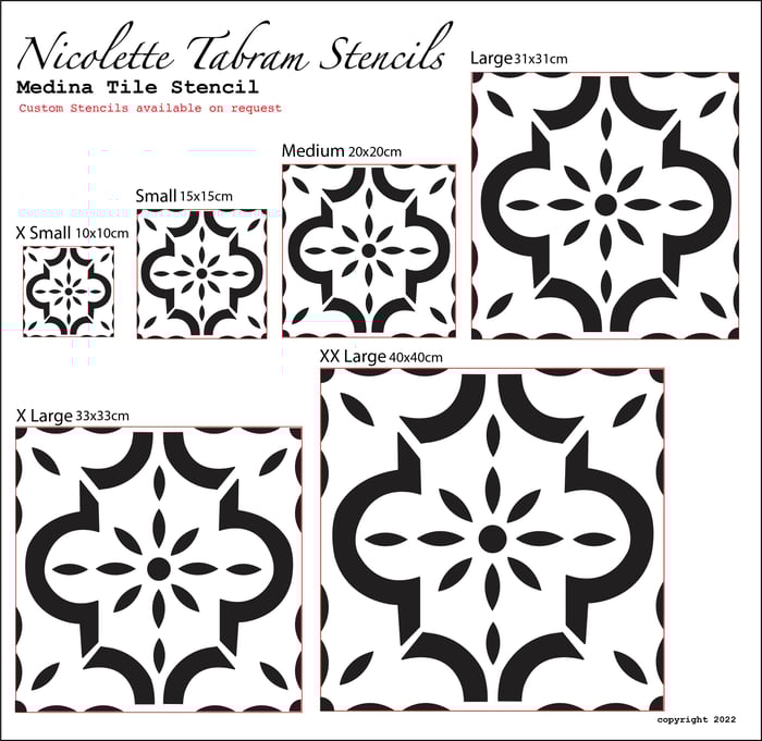 Medina Tile Stencil for Floors, Tiles and Walls- Moroccan Stencil/XS,S ...