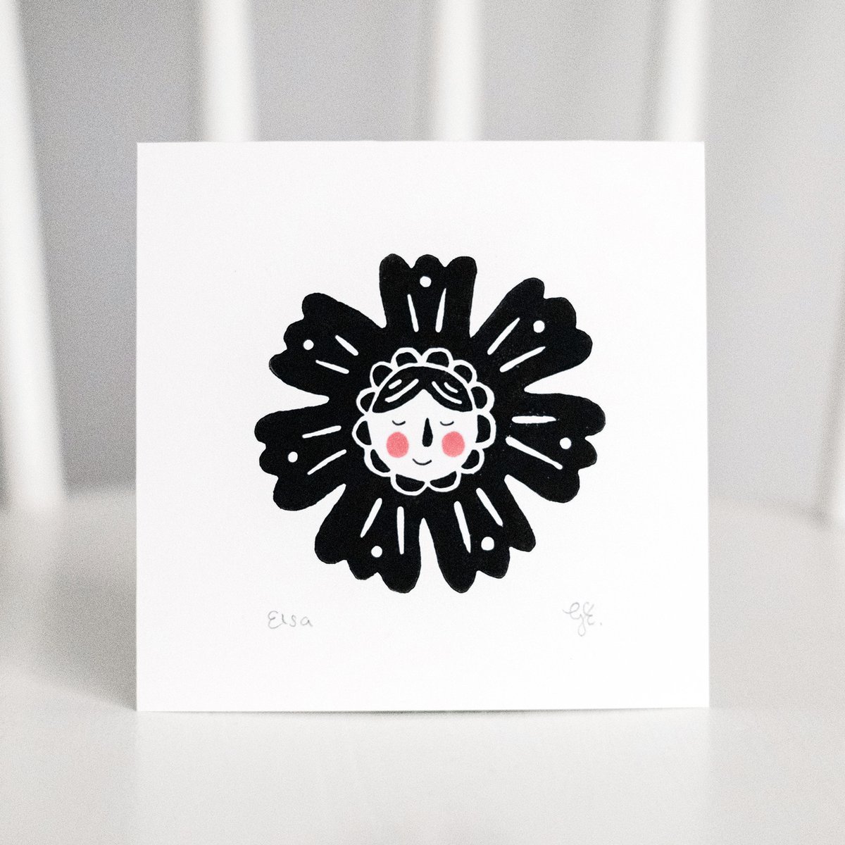 Elsa (Flower Lady), Original Lino Art | Gemma Evans