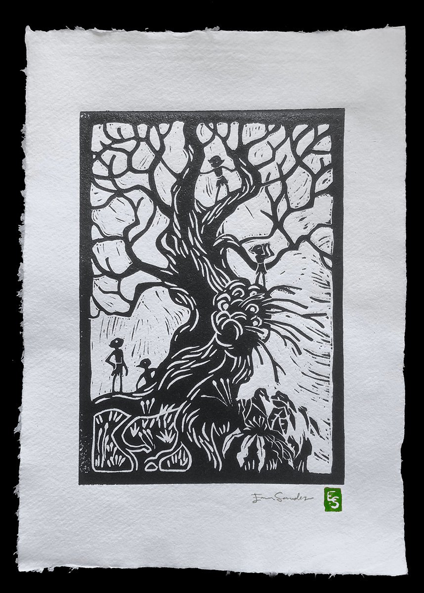 'Pixie Tree' Green Stamp | Erwin Saunders