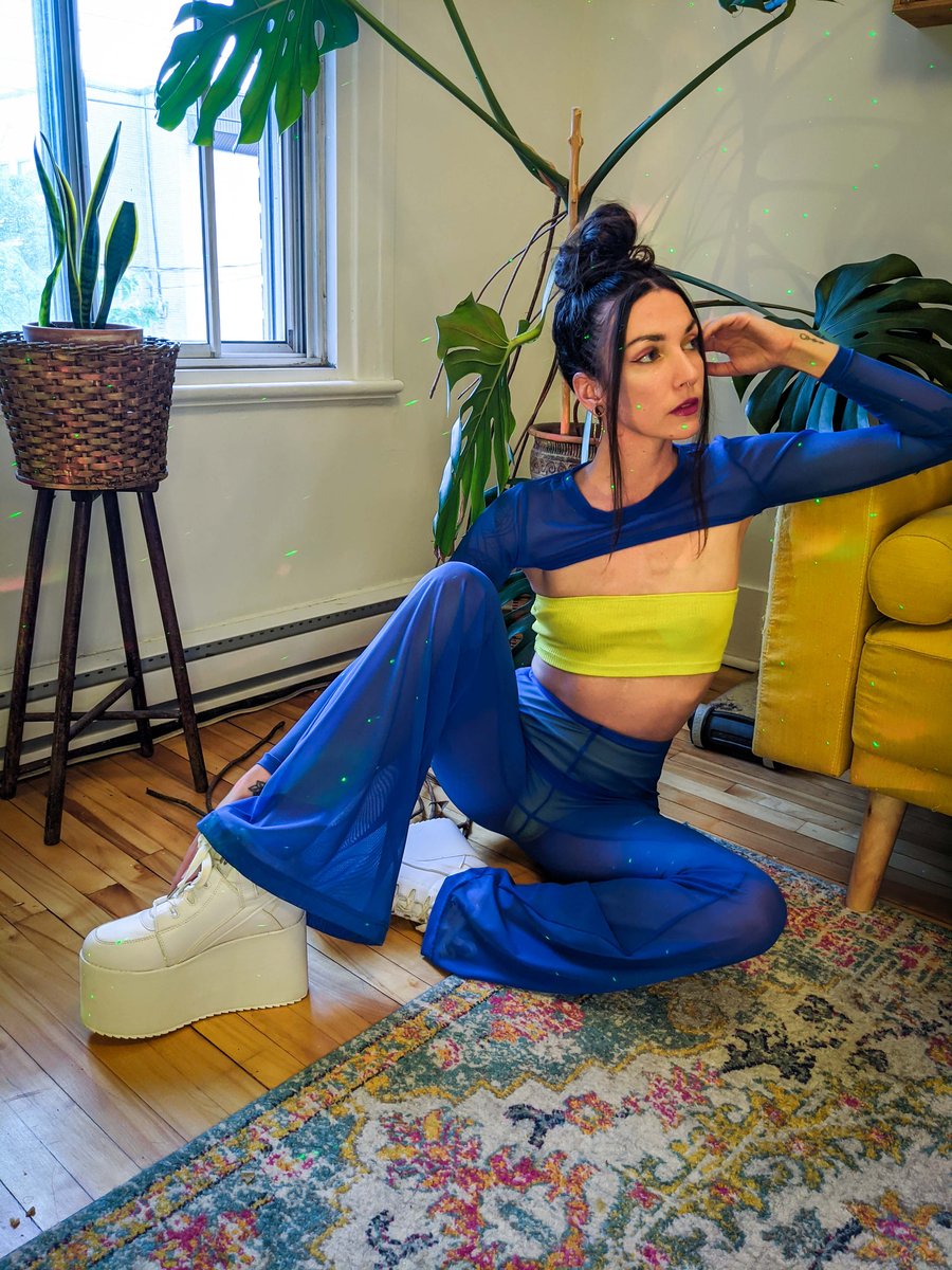 Royal Blue Power Mesh Bellbottoms Size Small | ONEIRO