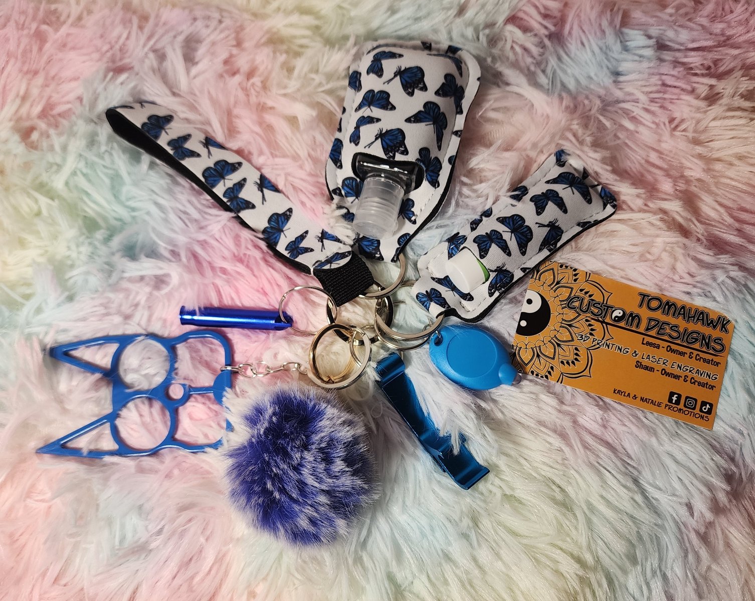 Blue butterfly keychain set | Tomahawk Custom Designs