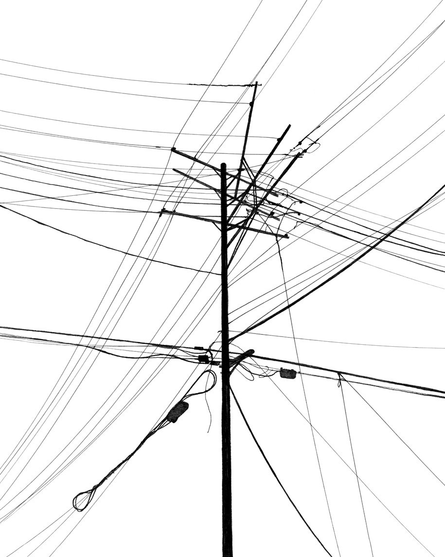 Power Lines Drawing #72 (Detroit, North End) - print | Artwork by ...