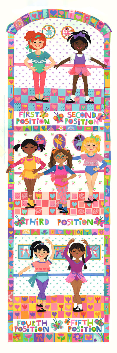 Dance Class: Ballet Positions (12.25" x 38" poster) | Cheryl Piperberg