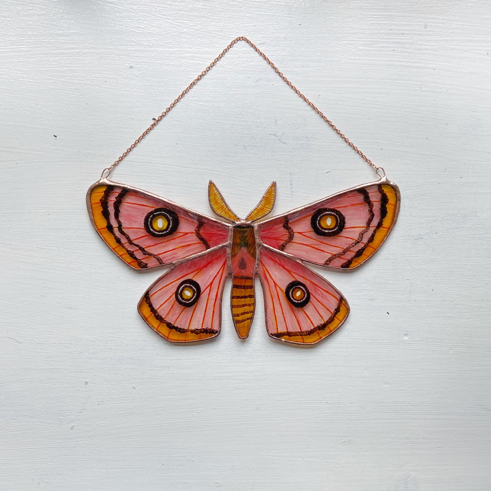 Roseate Emperor Moth / ABJ glassworks