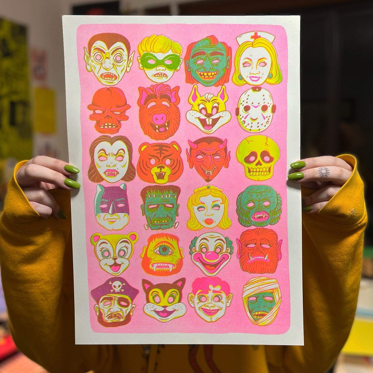 Monster Mask A3 Risograph Print | Sludge Kitchen