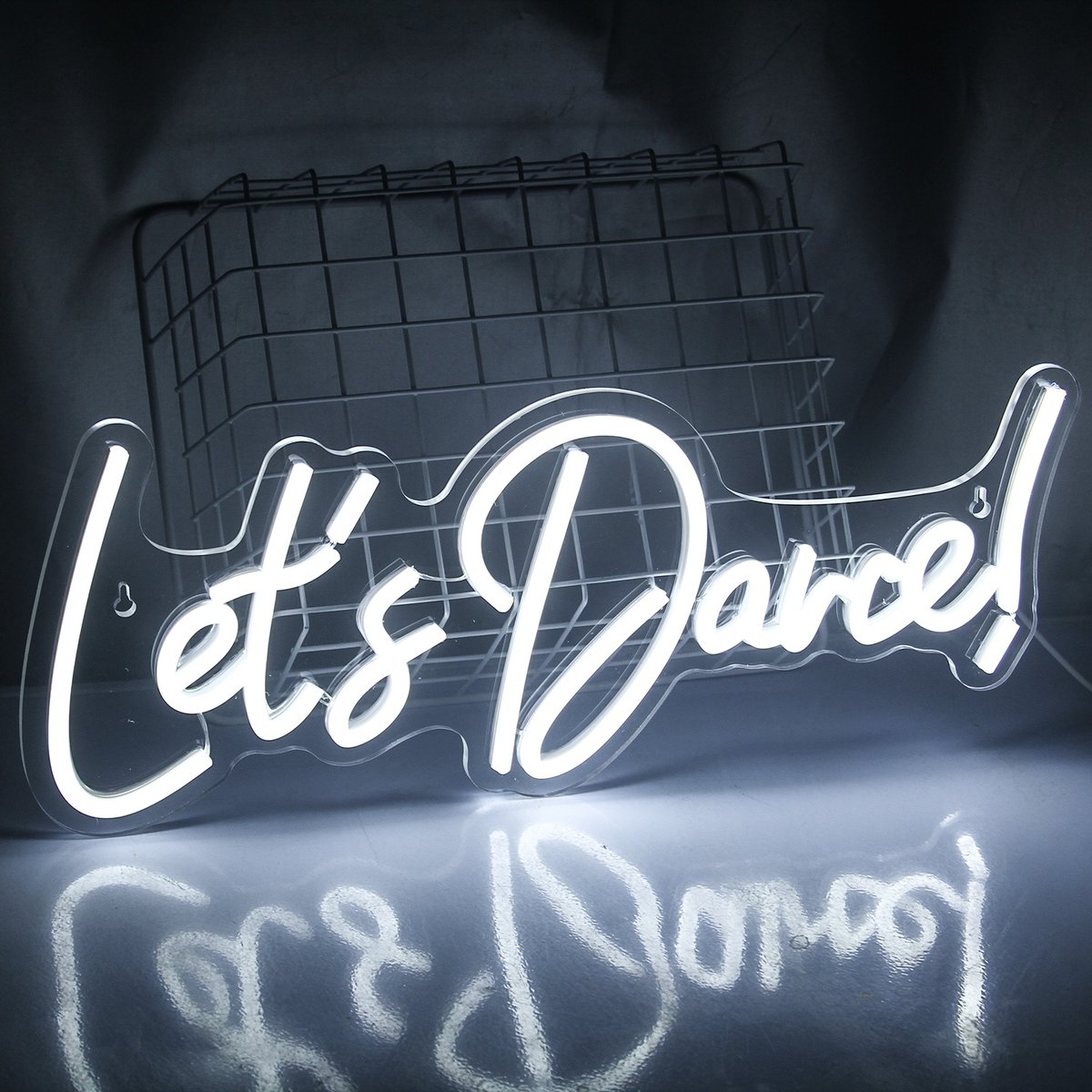 'Let's Dance' Bright Neon Wall Sign - White/Pink/Red | BowieGallery