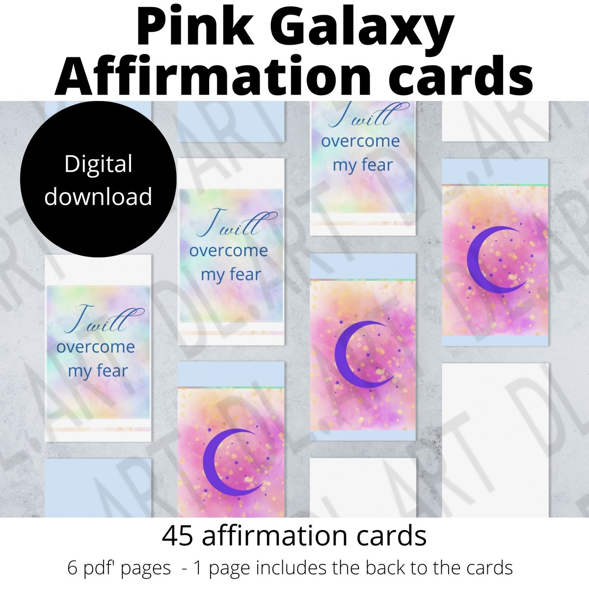 Pink Galaxy Affirmation cards | DL.ART