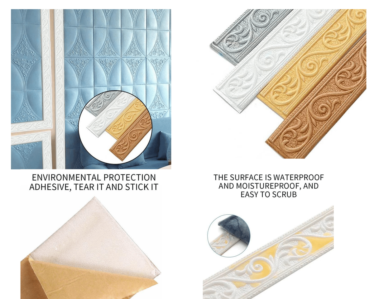 3d Wall Edging Line Skirting Border Self Adhesive Waterproof Baseboard
